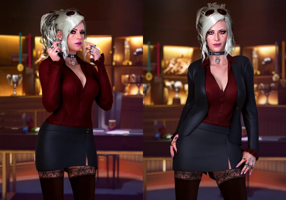 赛博朋克2077女V性感法国秘书套装mod下载v1.1-赛博朋克2077mod-玩家动力