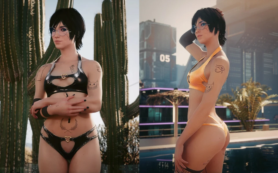 赛博朋克2077女V诱惑魅魔开胸吊环内衣mod下载-赛博朋克2077mod-玩家动力