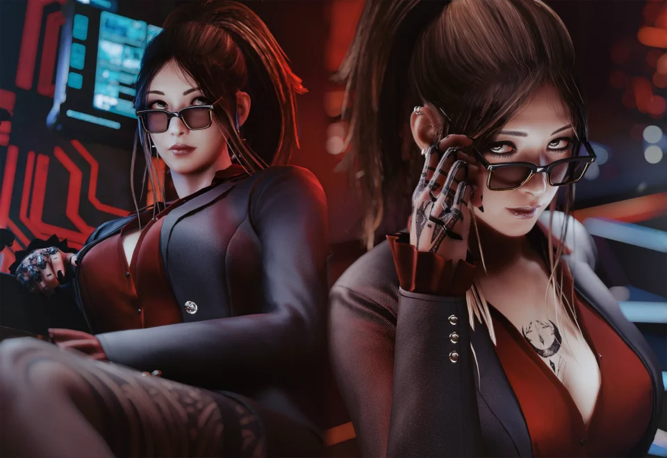 赛博朋克2077女V性感法国秘书套装mod下载v1.1-赛博朋克2077mod-玩家动力